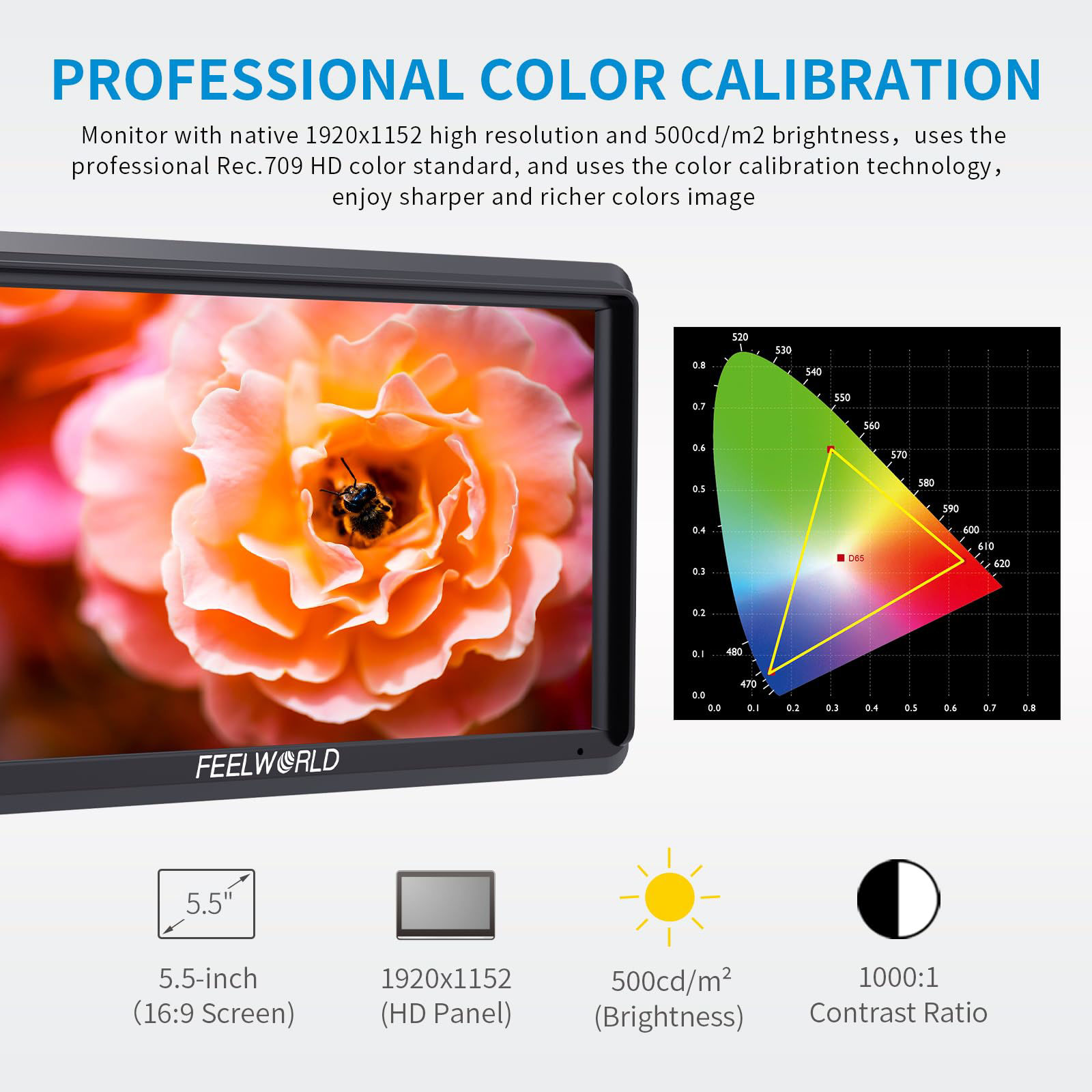 GetUSCart- FEELWORLD S55V2 5.5 Inch DSR Camera Field Monitor Small Full ...