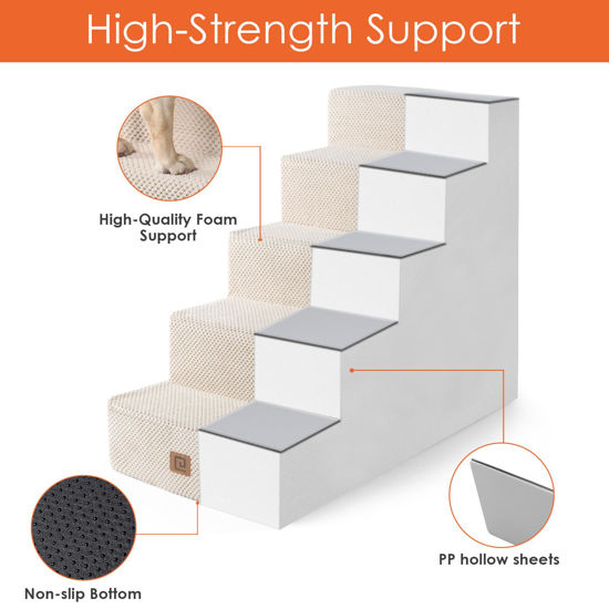 GetUSCart- EHEYCIGA Dog Stairs for Small Dogs, 5-Step Dog Stairs for ...