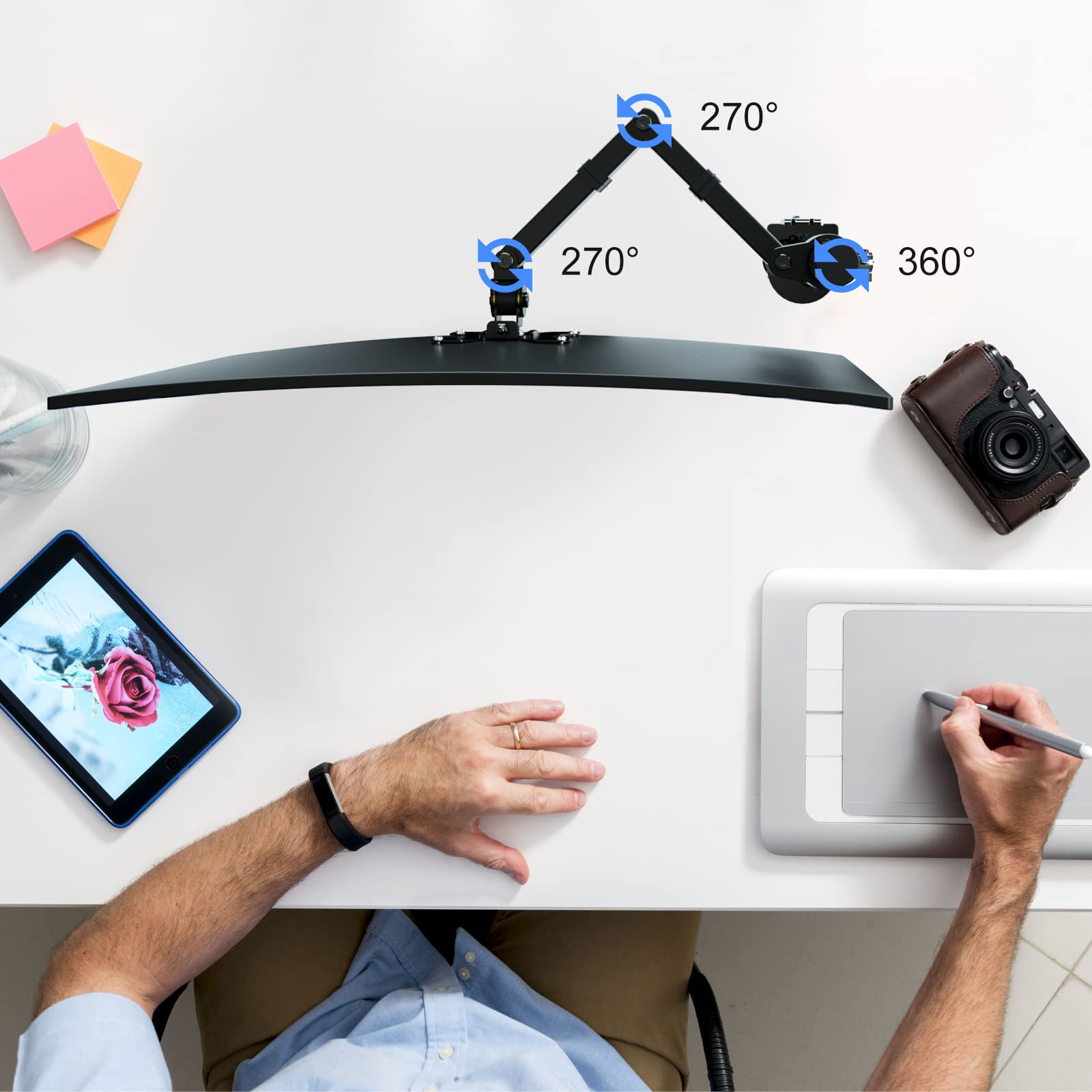 GetUSCart- Single Monitor Arm, Desk Mount, Fully Adjustable Monitor Arm ...