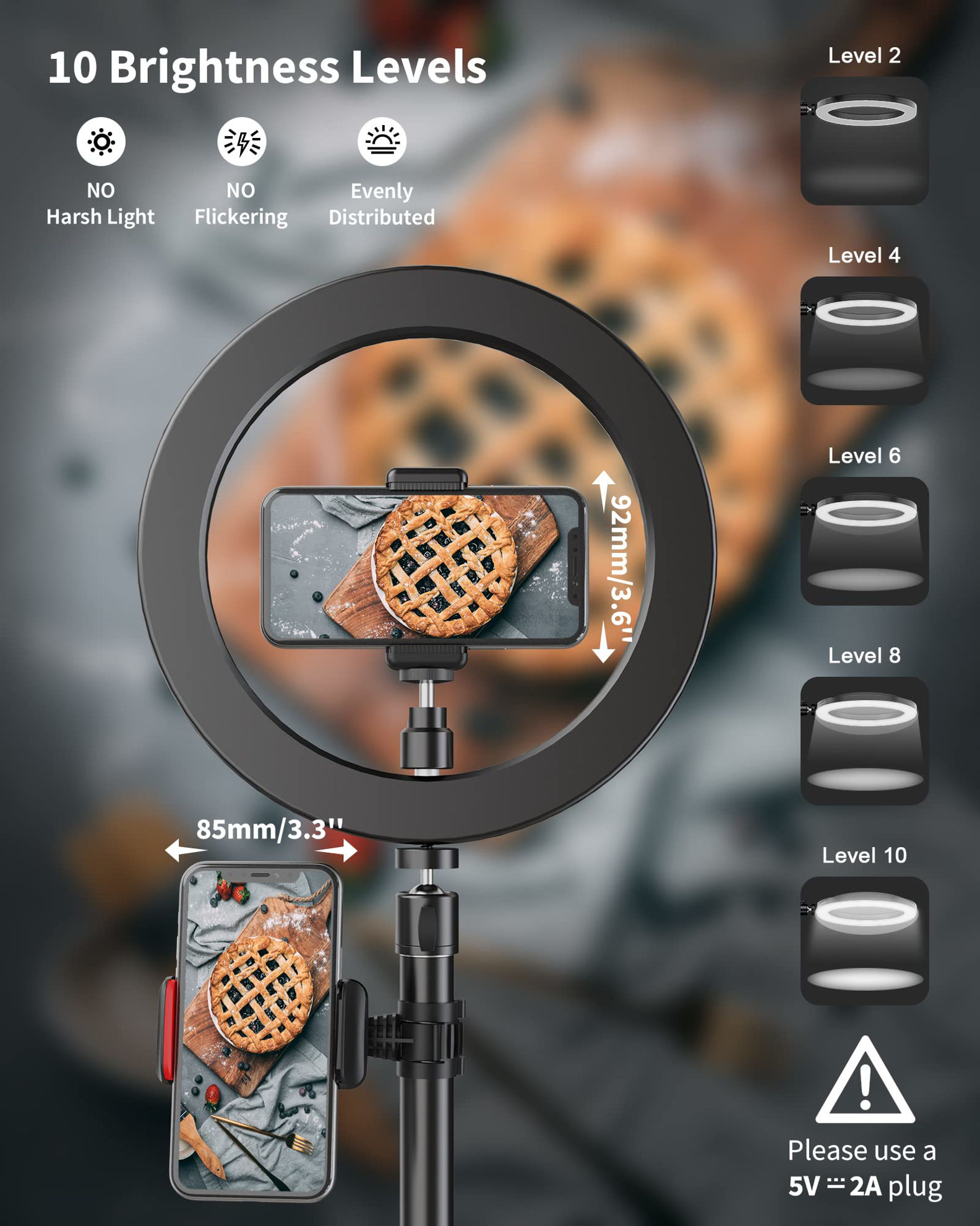 GetUSCart- LUOLED Ring Light with Stand and Phone Holder, USB 10'' Ring ...