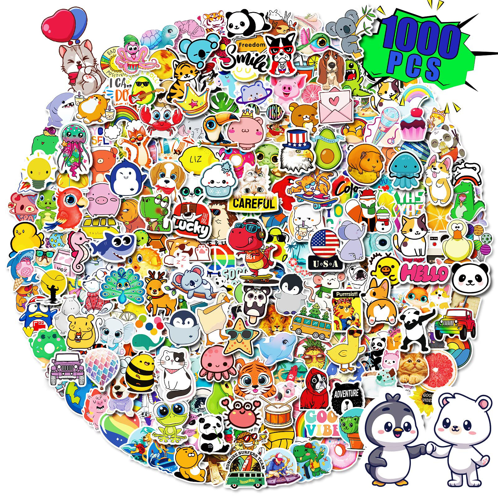 GetUSCart- 1000Pcs Cute Water Bottle Stickers, Stickers for Kids, Vinyl ...