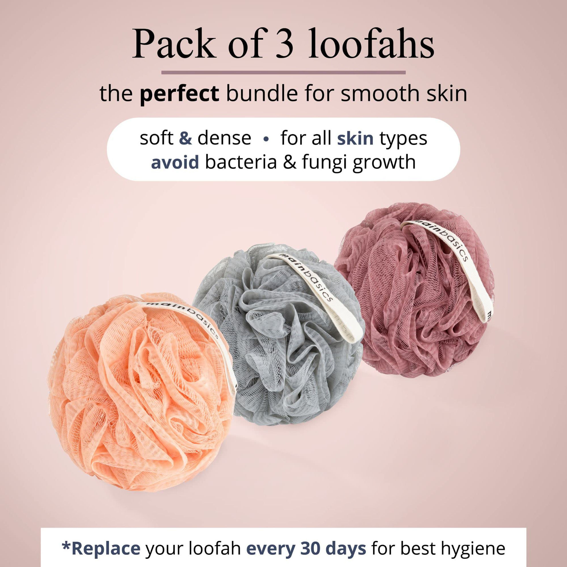 GetUSCart- MainBasics Bath Shower Loofah Sponge Pouf Body Wash Scrubber ...