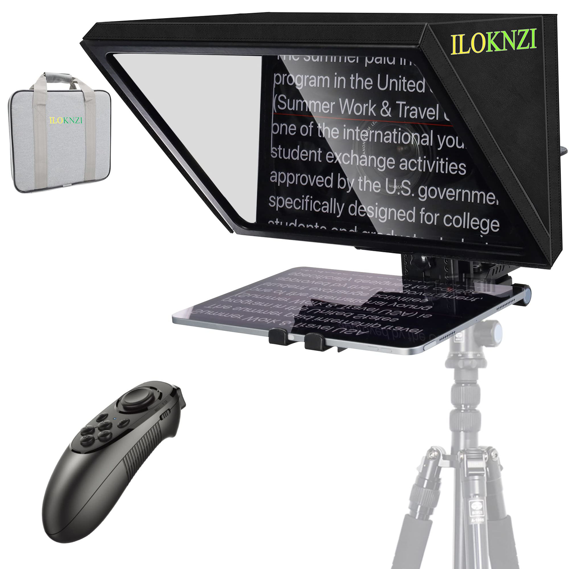 GetUSCart- ILOKNZI 12 inch Aluminum Lifting Teleprompter for Tablets with 70/30 Tempered Optical ...