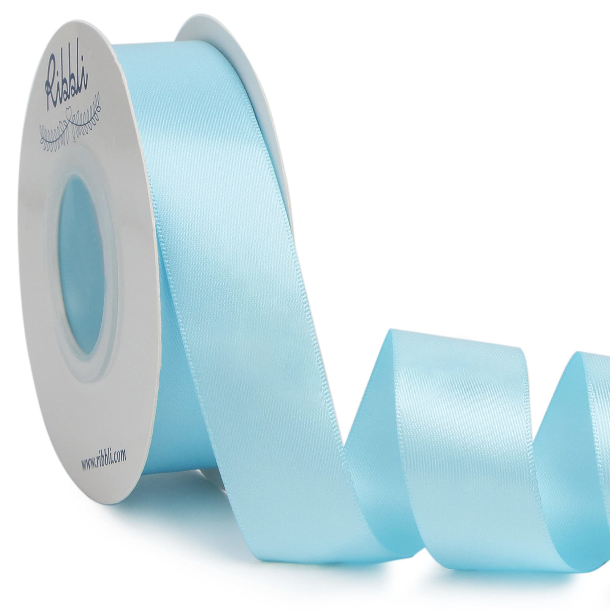 GetUSCart- Ribbli Light Blue Double Faced Satin Ribbon,1” x Continuous ...