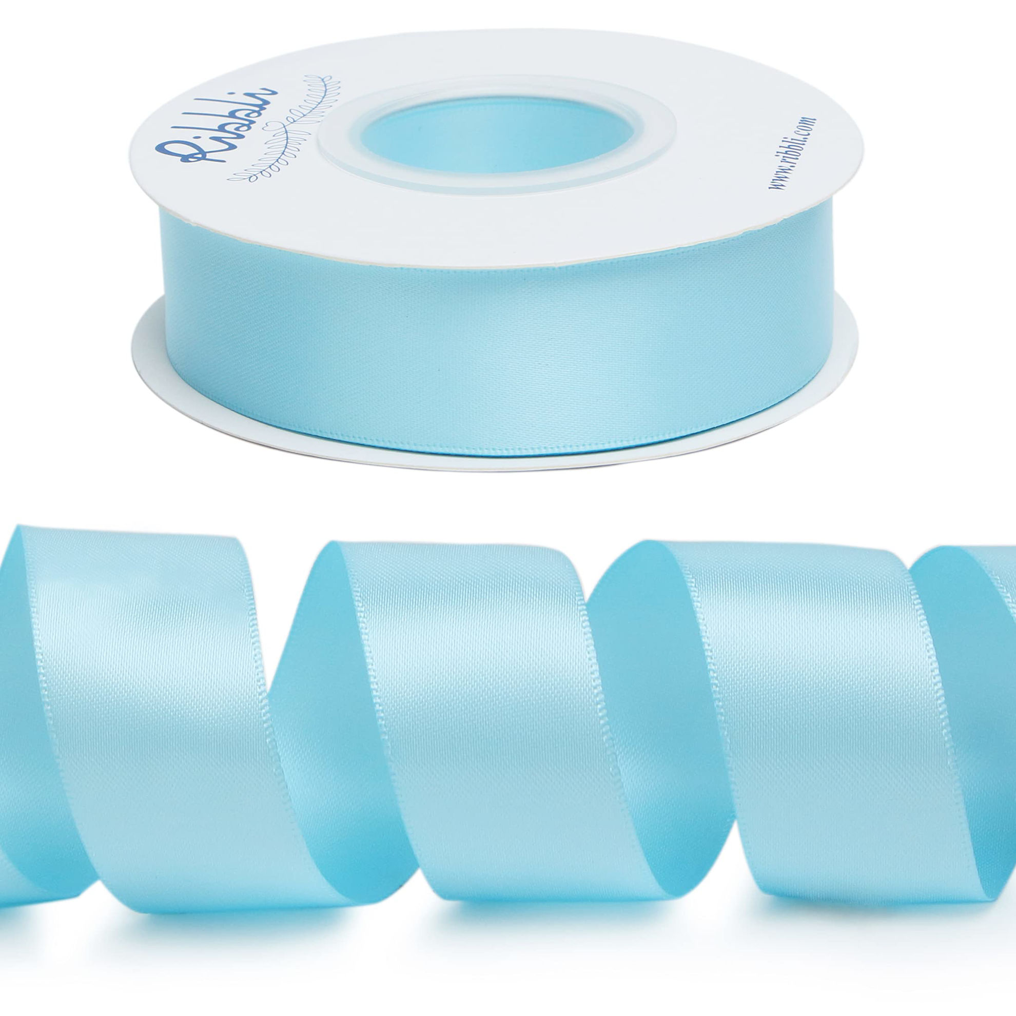 GetUSCart- Ribbli Light Blue Double Faced Satin Ribbon,1” x Continuous ...