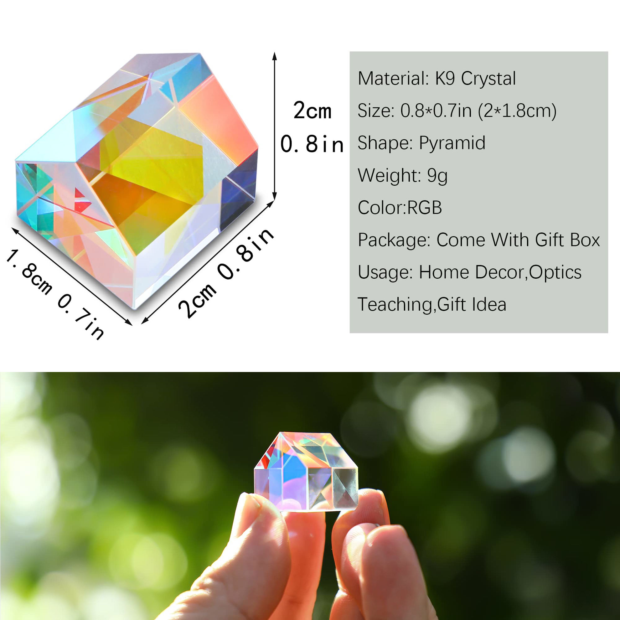 GetUSCart- 20mm Generic Optical RGB Dispersion Glass Prism X Cube Prism ...