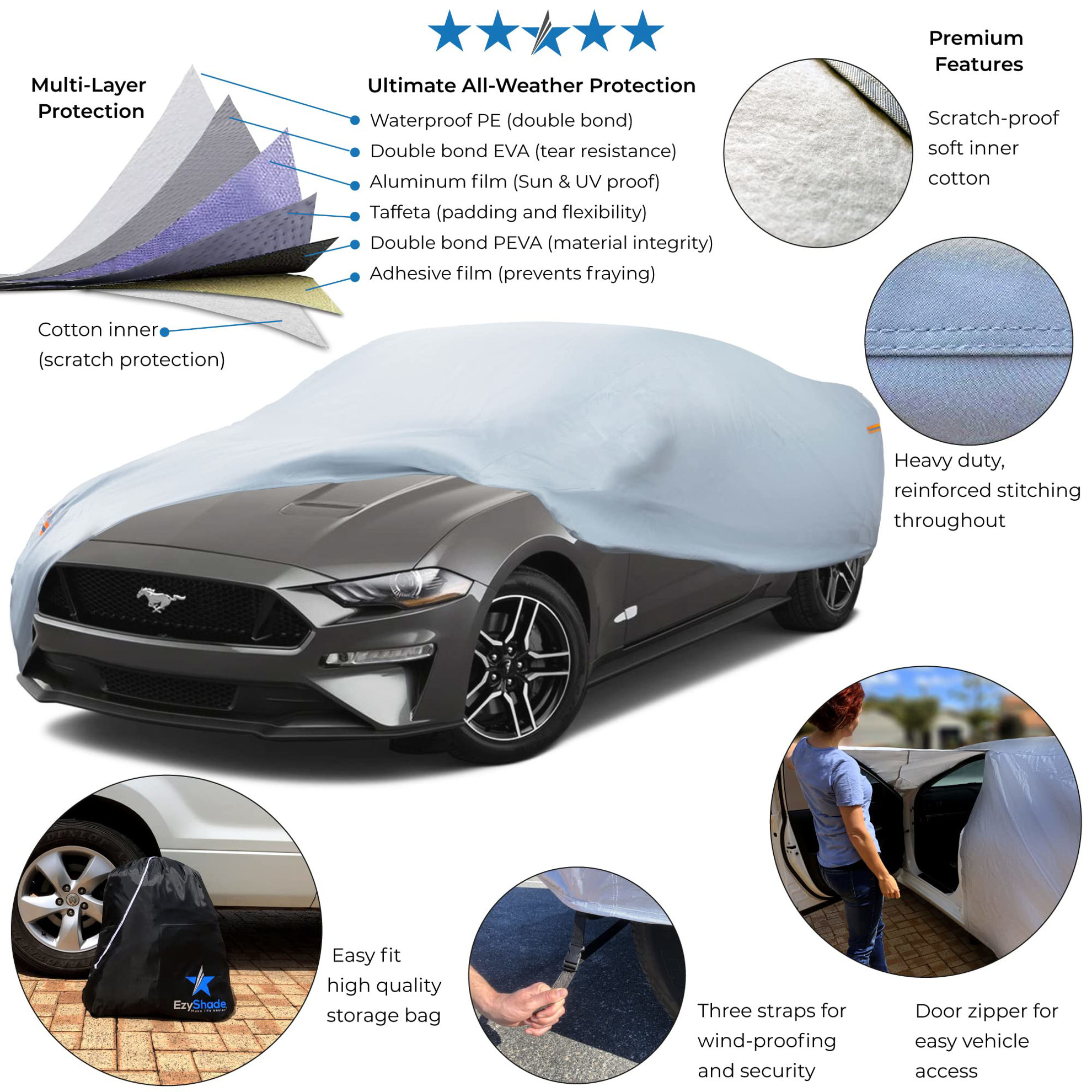 GetUSCart- EzyShade 10-Layer Waterproof Sports Car Cover. See Vehicle ...