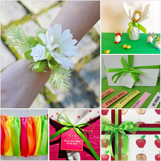 GetUSCart- Solid Color Apple Green Satin Ribbon, 1 Inches x 25 Yards ...