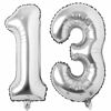GetUSCart- 13 Number Balloons Silver Giant Jumbo Big Large Number 13 or ...