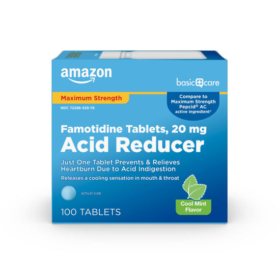 GetUSCart- Amazon Basic Care Famotidine 20mg Cool Mint Tablets, 100 ...