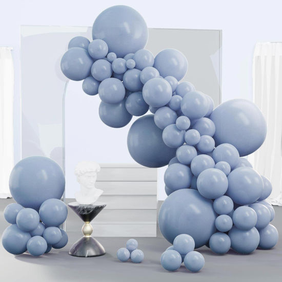 GetUSCart- PartyWoo Retro Dusty Blue Balloons, 140 pcs Blue Balloons Different Sizes Pack of 18 ...
