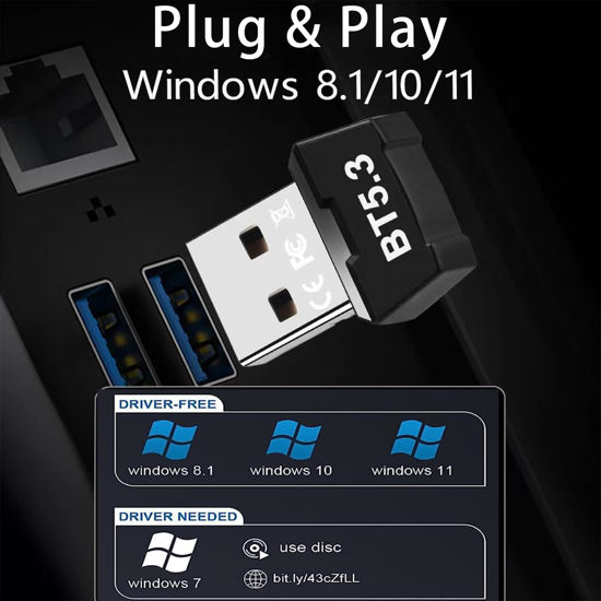 GetUSCart- Bluetooth Adapter for PC, 5.3 Bluetooth Dongle for pc ...