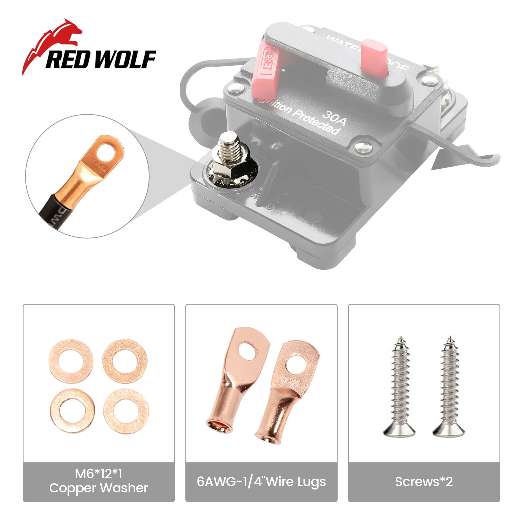 GetUSCart- RED WOLF Car Circuit Breaker 30A AMP w/Manual Reset Switch ...