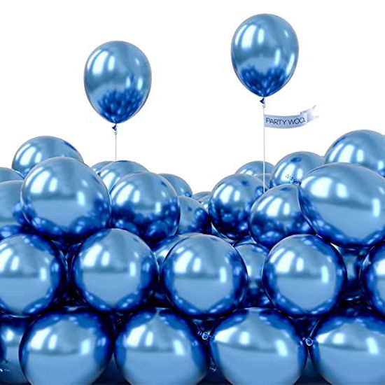 GetUSCart- PartyWoo Metallic Blue Balloons, 50 pcs 5 Inch Blue Metallic Balloons, Metallic ...