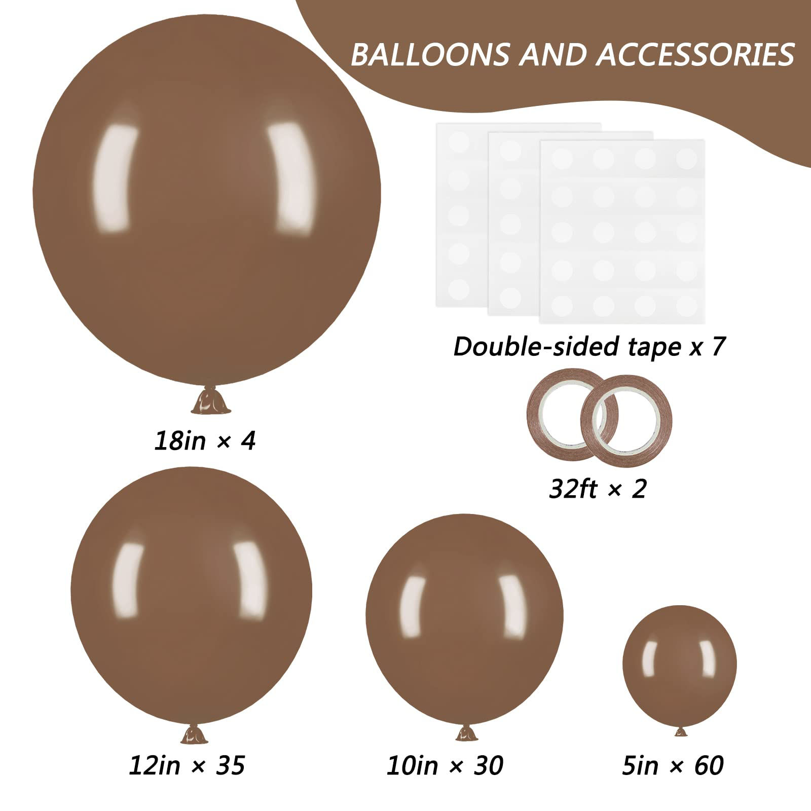 GetUSCart- RUBFAC 129pcs Brown Balloons Different Sizes 18 12 10 5 ...