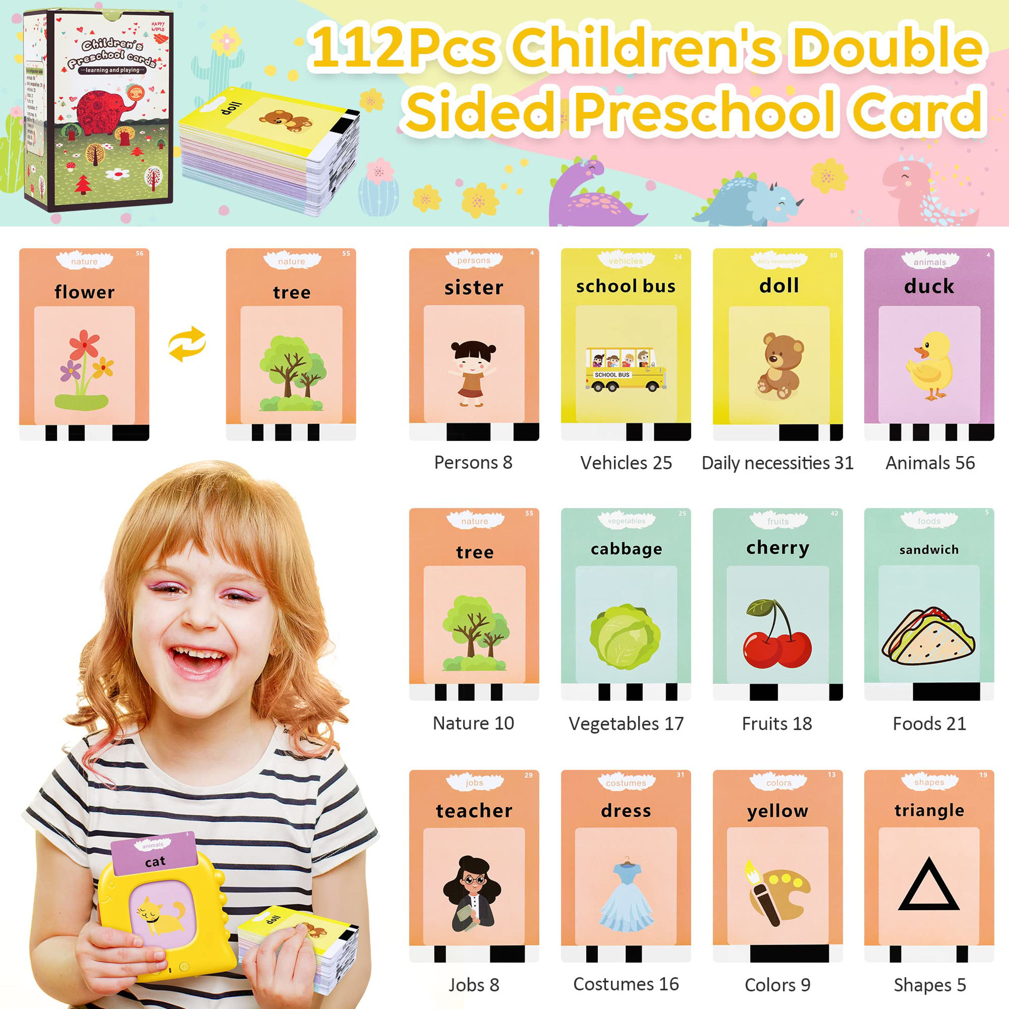 GetUSCart- Talking Flash Cards,Kids Toddler Flash Cards with 224 Sight ...