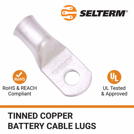 GetUSCart- SELTERM 10pcs 2/0 AWG-5/16" Stud Tinned Copper Wire Lugs, Heavy Duty Battery Cable ...
