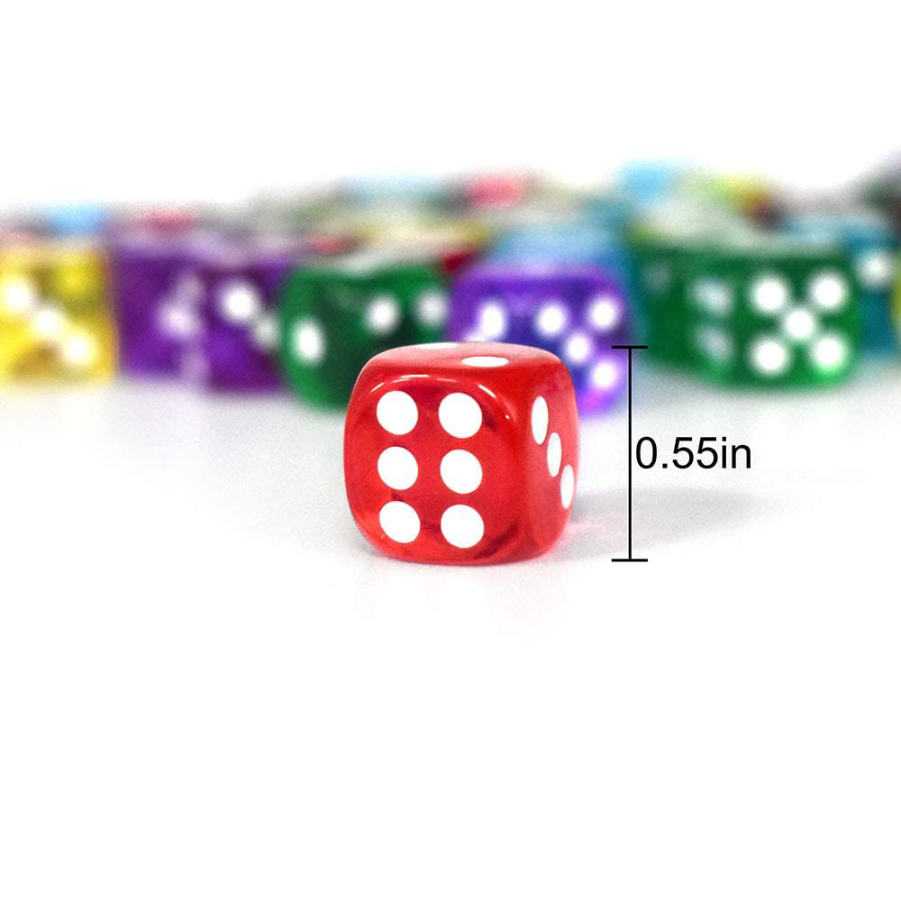 GetUSCart- 50 of Pack 14MM 6 Sided Dice Set Translucent Colors Dice ...