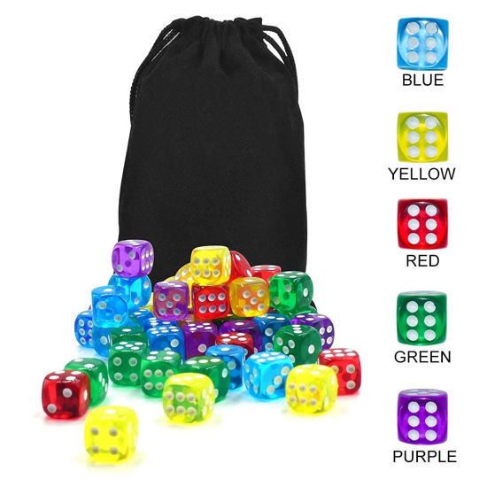 GetUSCart- 50 of Pack 14MM 6 Sided Dice Set Translucent Colors Dice ...