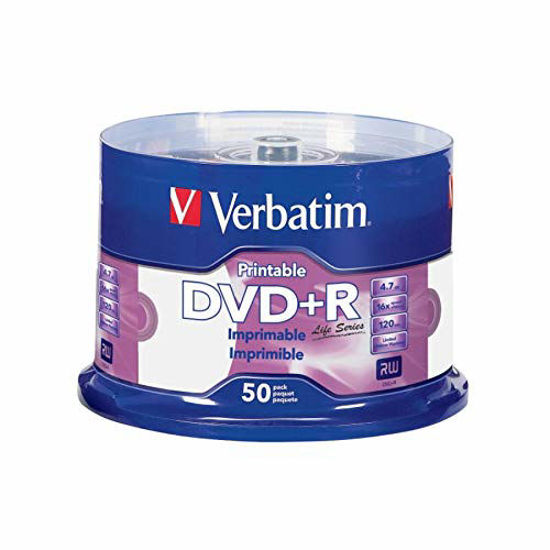 GetUSCart- Verbatim Life Series DVD+R Printable Disc Spindle, Pack of 50 98492