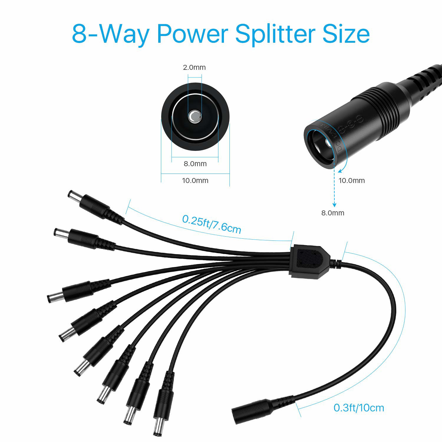 GetUSCart- ZOSI DC 1 Female to 8 Male Output Power Splitter Cable Y ...