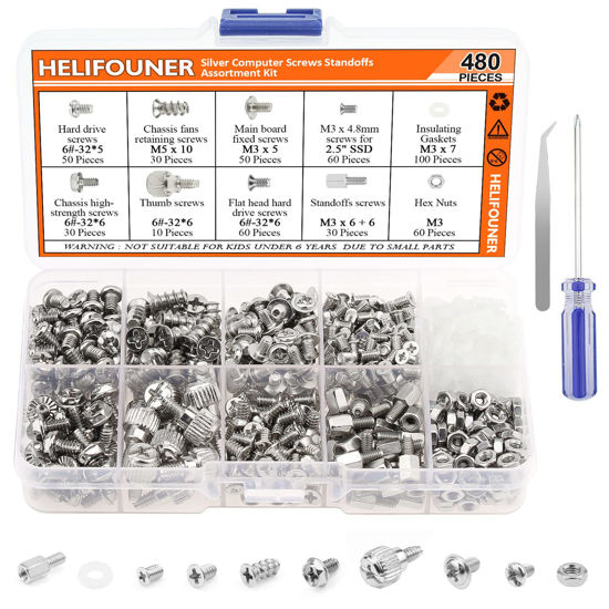 GetUSCart- HELIFOUNER 480 Pieces Computer Standoffs Screws Assortment ...