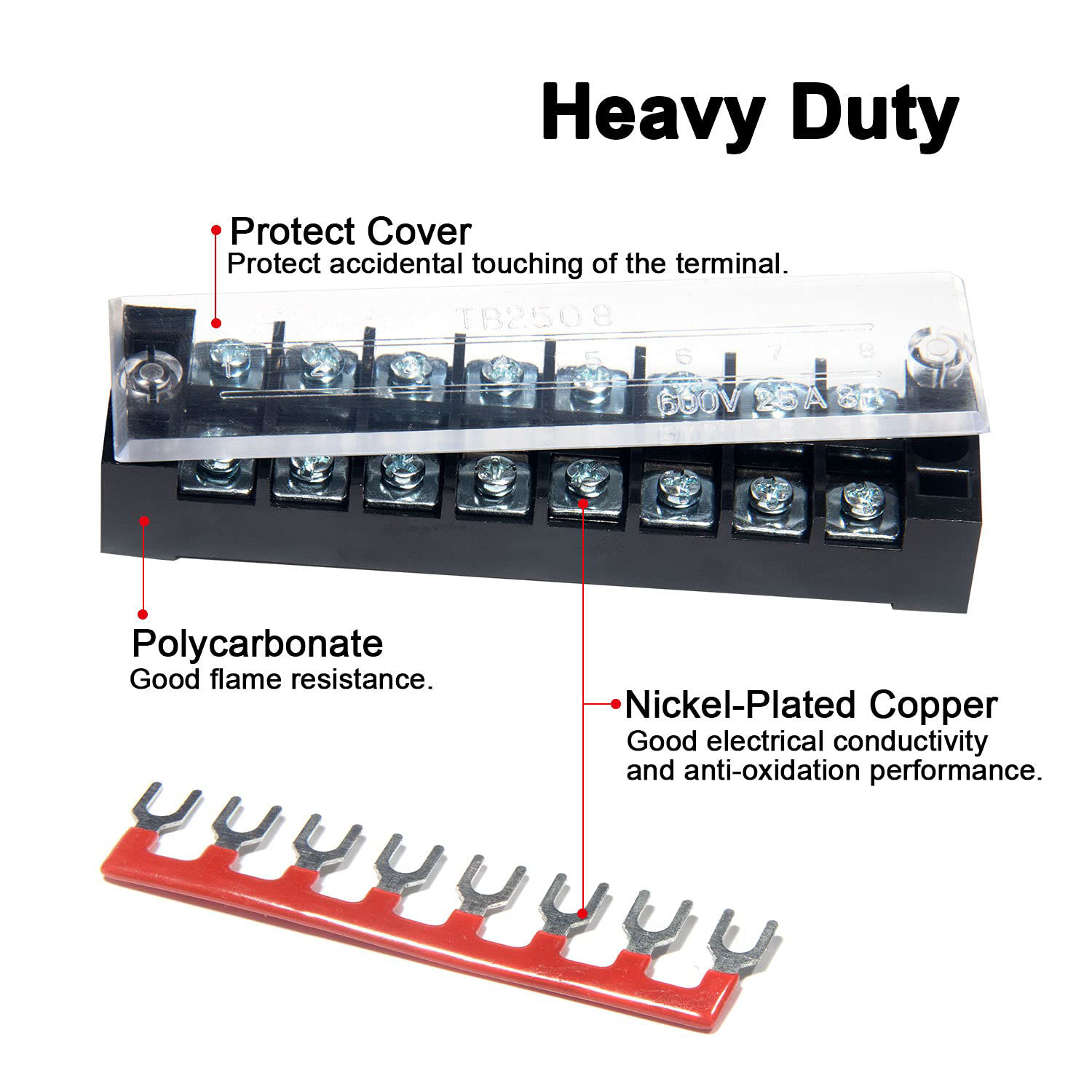 Getuscart Milapeak Terminal Block And Strip 6 Sets 8 10 12 Positions 600v 25a Dual Row Wire