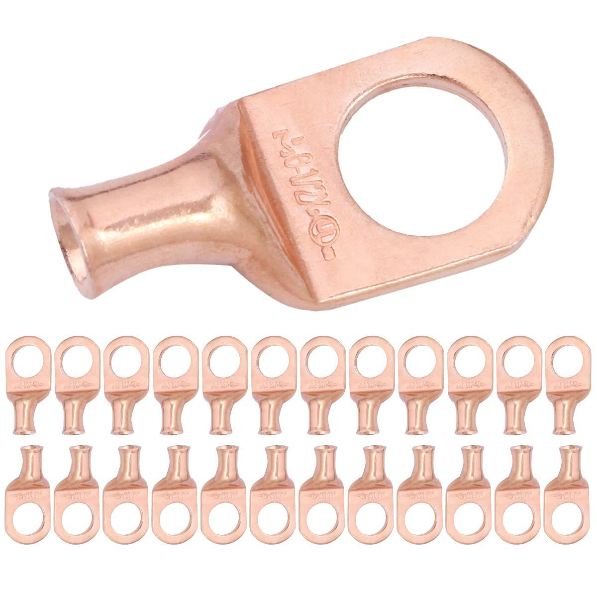 GetUSCart- SELTERM 25pcs 6 AWG 1/2" Stud Battery Lugs, Ring Terminals, Heavy Duty Copper Wire ...