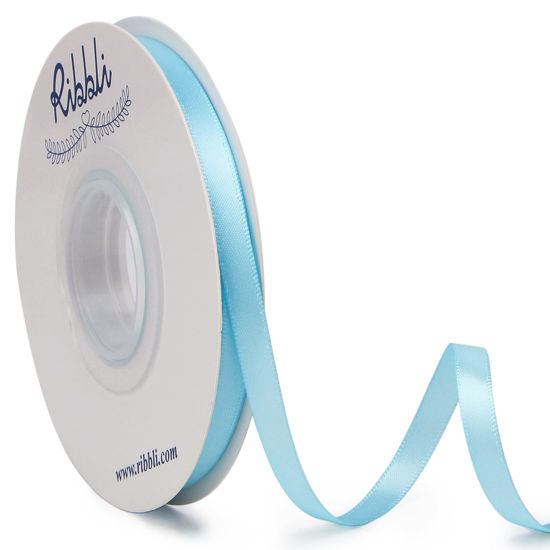GetUSCart- Ribbli Light Blue Baby Blue Double Faced Satin Ribbon,1/4” x ...
