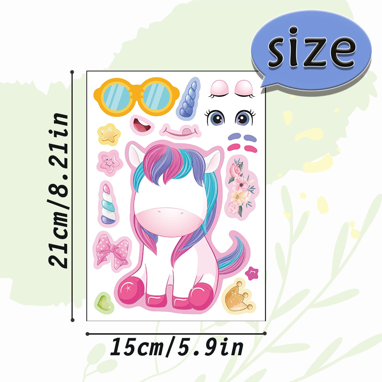 GetUSCart- 24 Sheets 8.27''×5.9'' Make Your Own Unicorn Stickers for ...