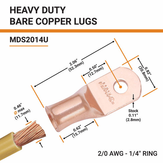 GetUSCart- SELTERM 10pcs 2/0 AWG - 1/4" Stud - Battery Lugs, Heavy Duty Wire Lugs, Ring ...