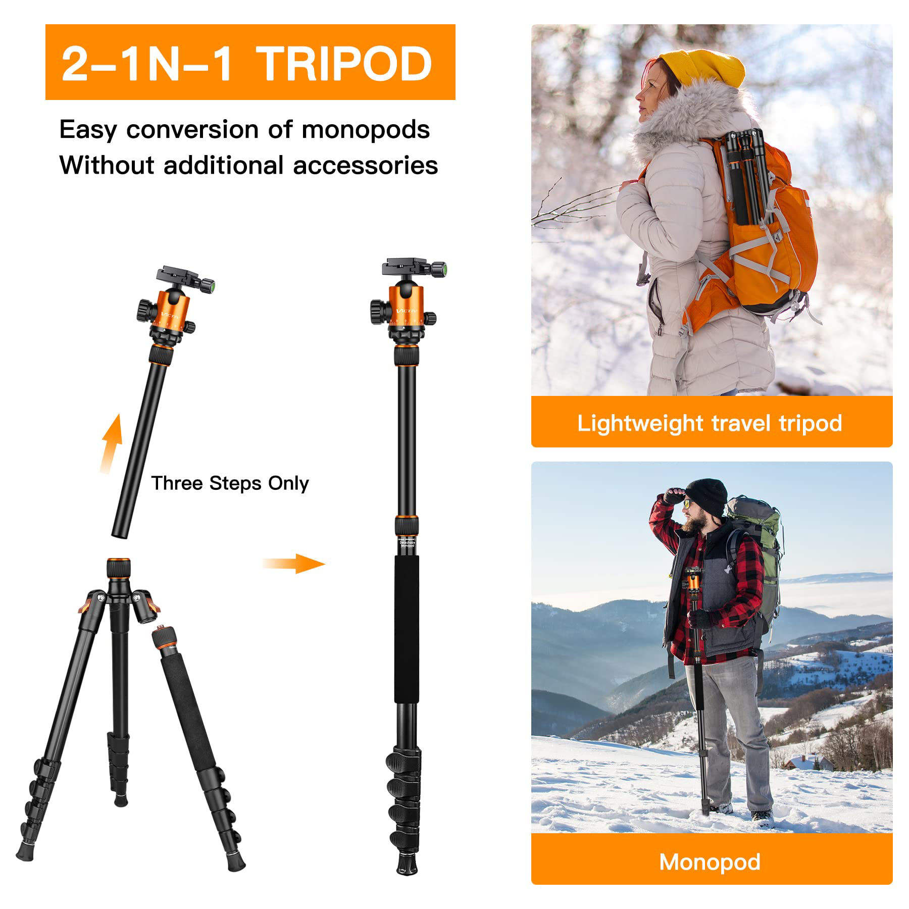 GetUSCart- Tripod Camera Tripod, Victiv 82 inches Aluminum DSLR Tripod ...