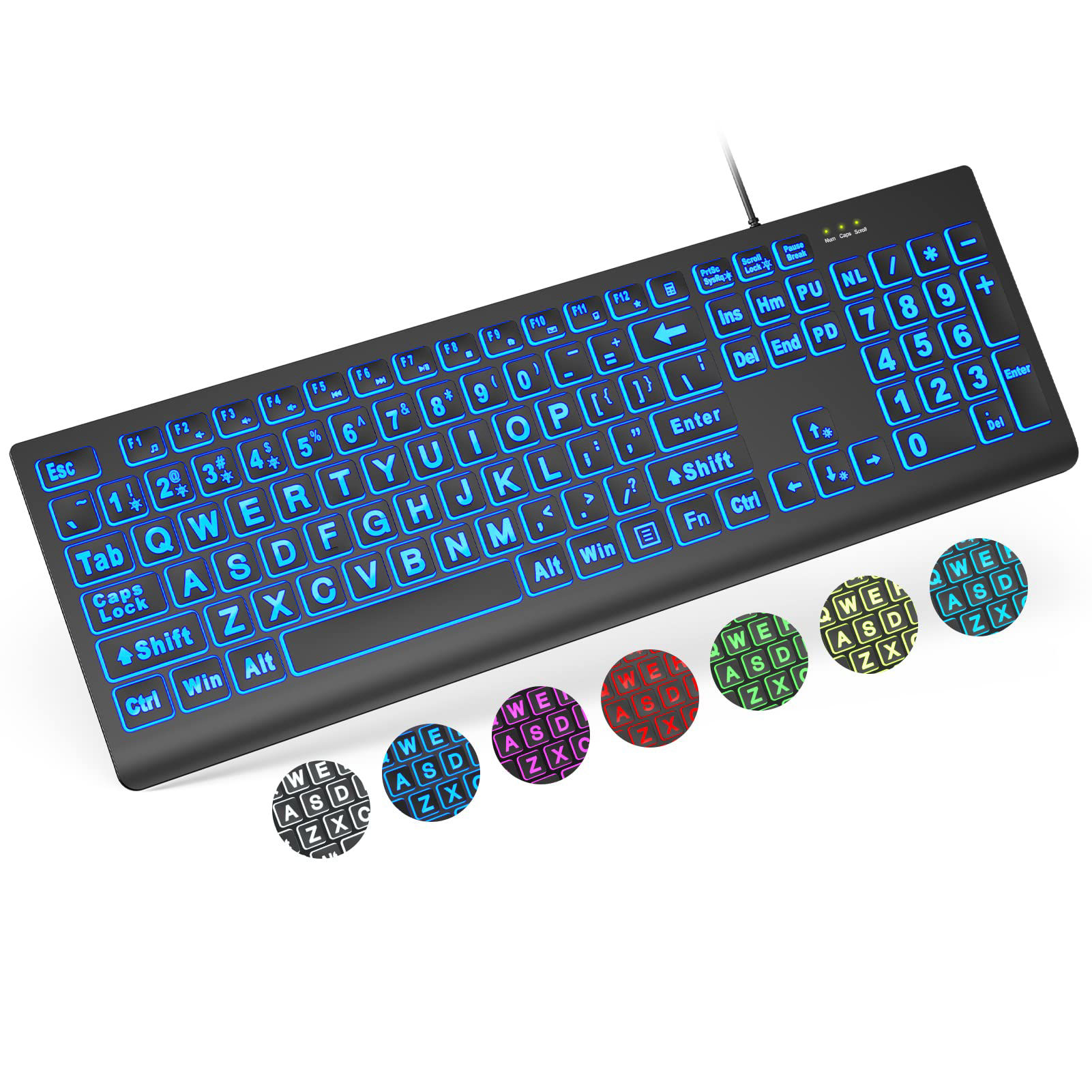 GetUSCart- SABLUTE Large Print Backlit Keyboard, Wired USB Lighted ...
