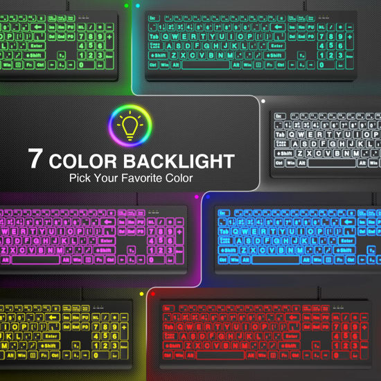 GetUSCart- SABLUTE Large Print Backlit Keyboard, Wired USB Lighted ...