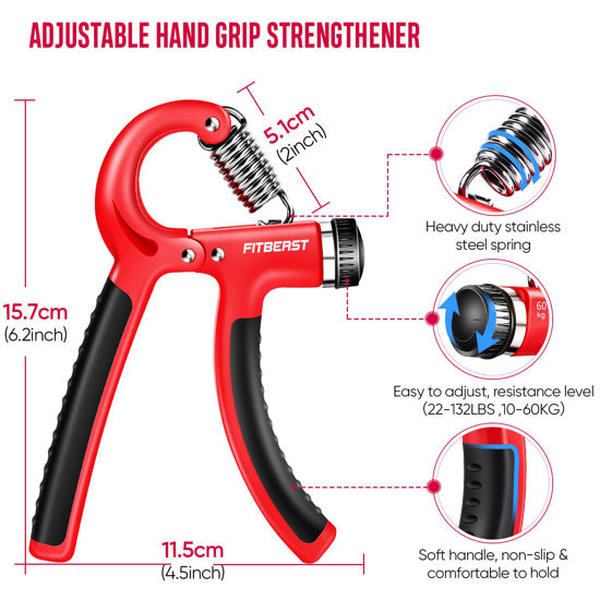 GetUSCart- Hand Grip Strengthener Workout Kit (5 Pack) FitBeast Forearm ...