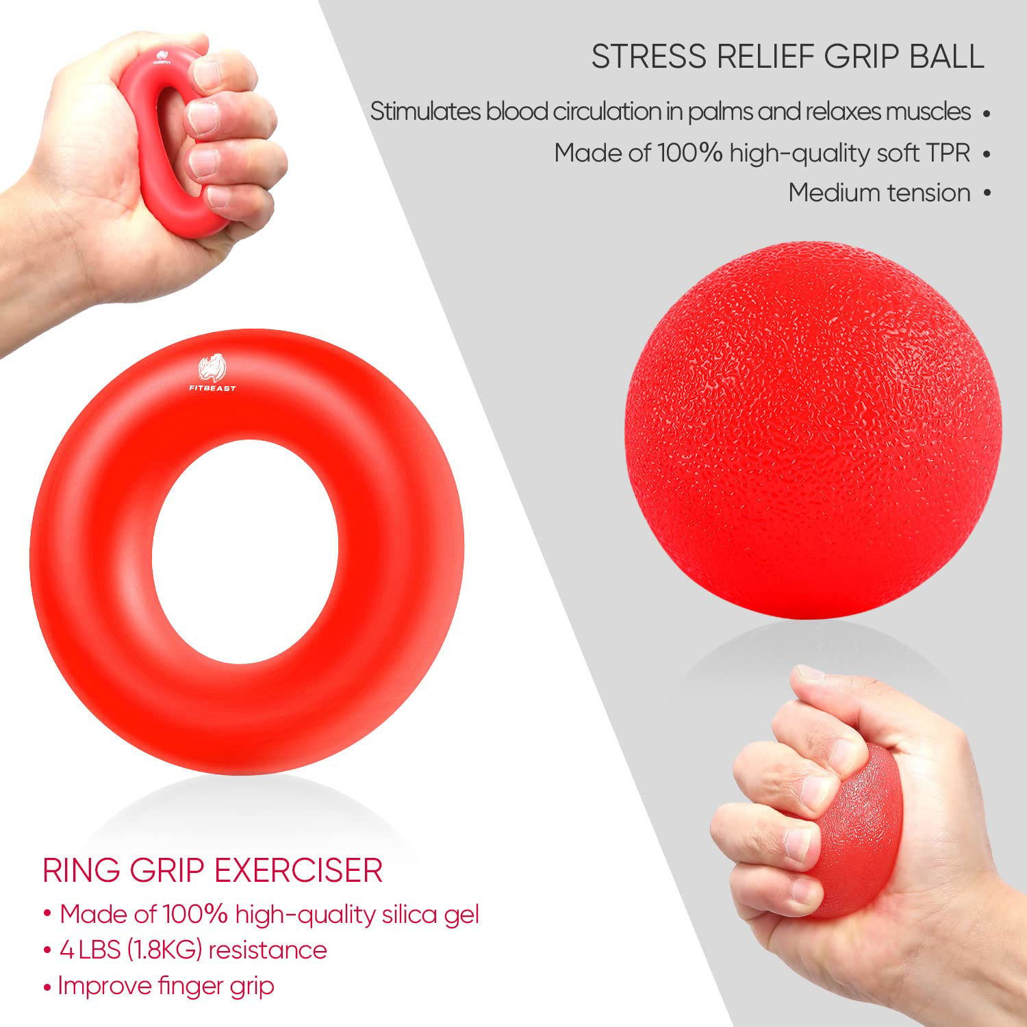 GetUSCart- Hand Grip Strengthener Workout Kit (5 Pack) FitBeast Forearm ...
