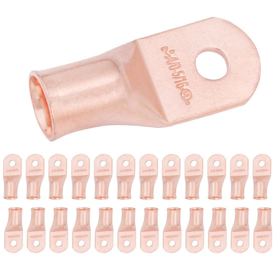 GetUSCart- SELTERM 25pcs 4/0 AWG 5/16" Stud Battery Lugs, Ring Terminals, Heavy Duty Copper Wire ...