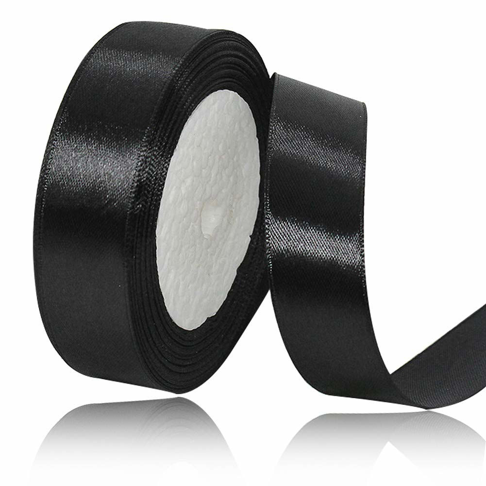 GetUSCart- Solid Color Black Satin Ribbon, 3/4 Inches x 25 Yards Fabric ...