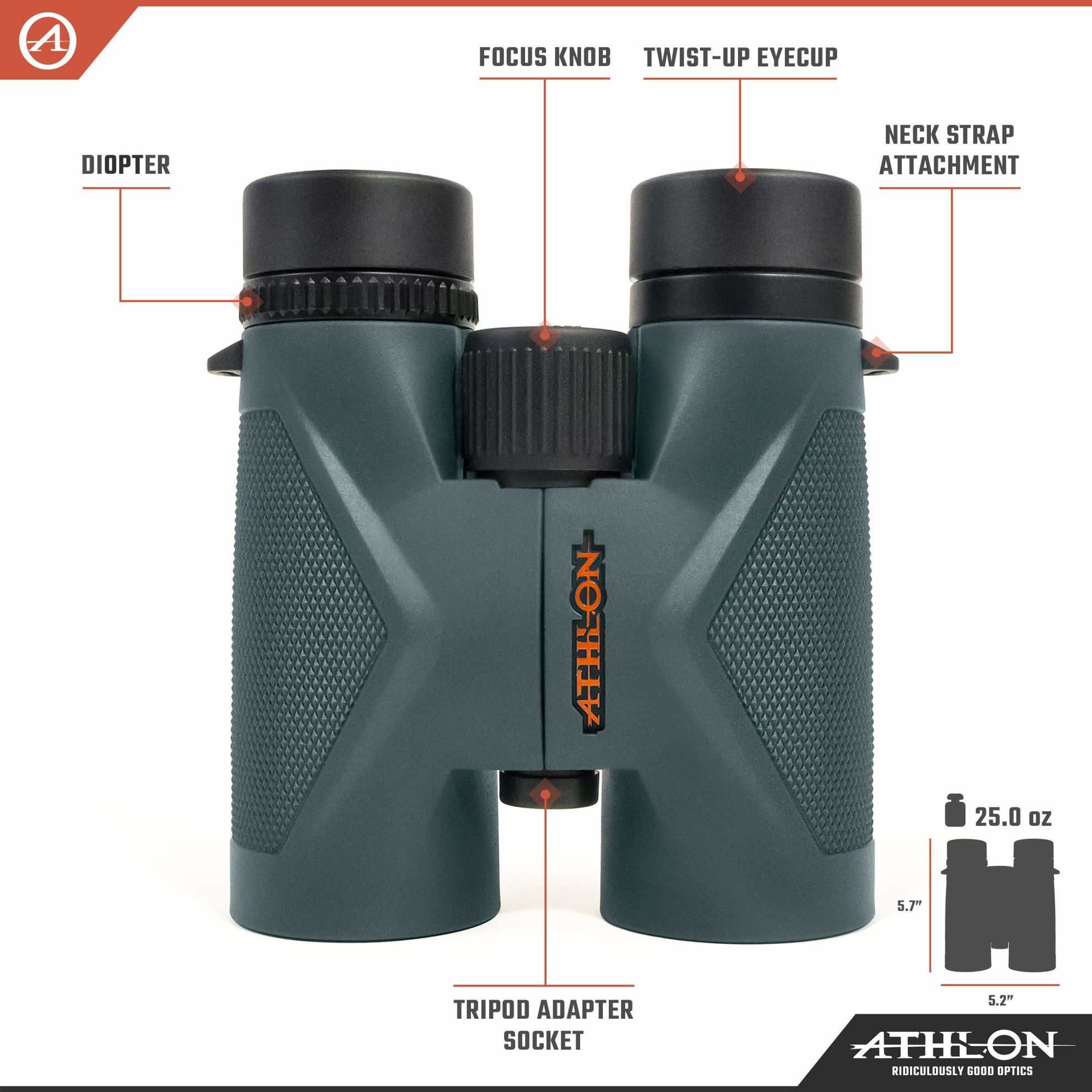 GetUSCart- Athlon Optics 8x42 Midas UHD Gray Binoculars with ED Glass for Adults and Kids, High ...