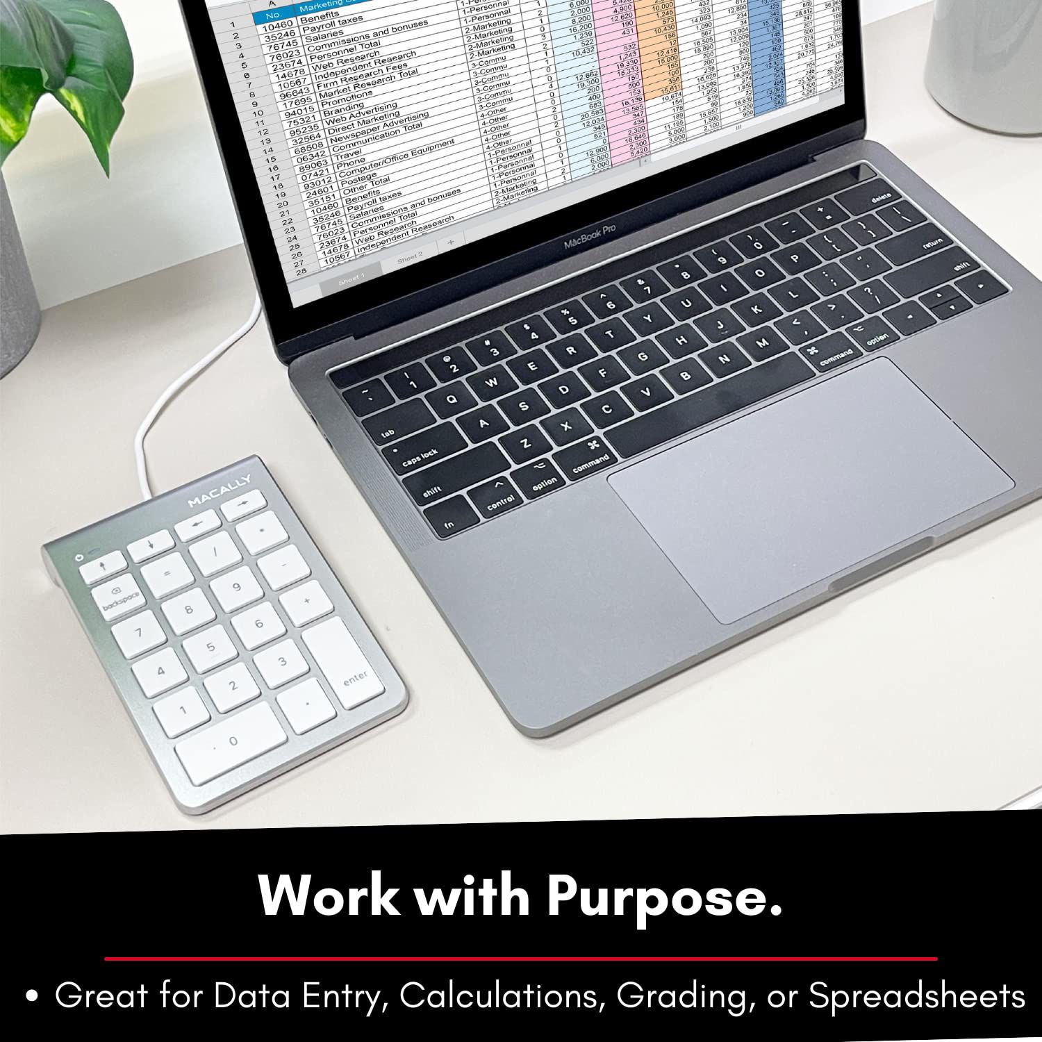 GetUSCart- Macally Wired USB C Number Pad Keyboard - Type C Numeric Keypad for Laptop, Apple Mac ...