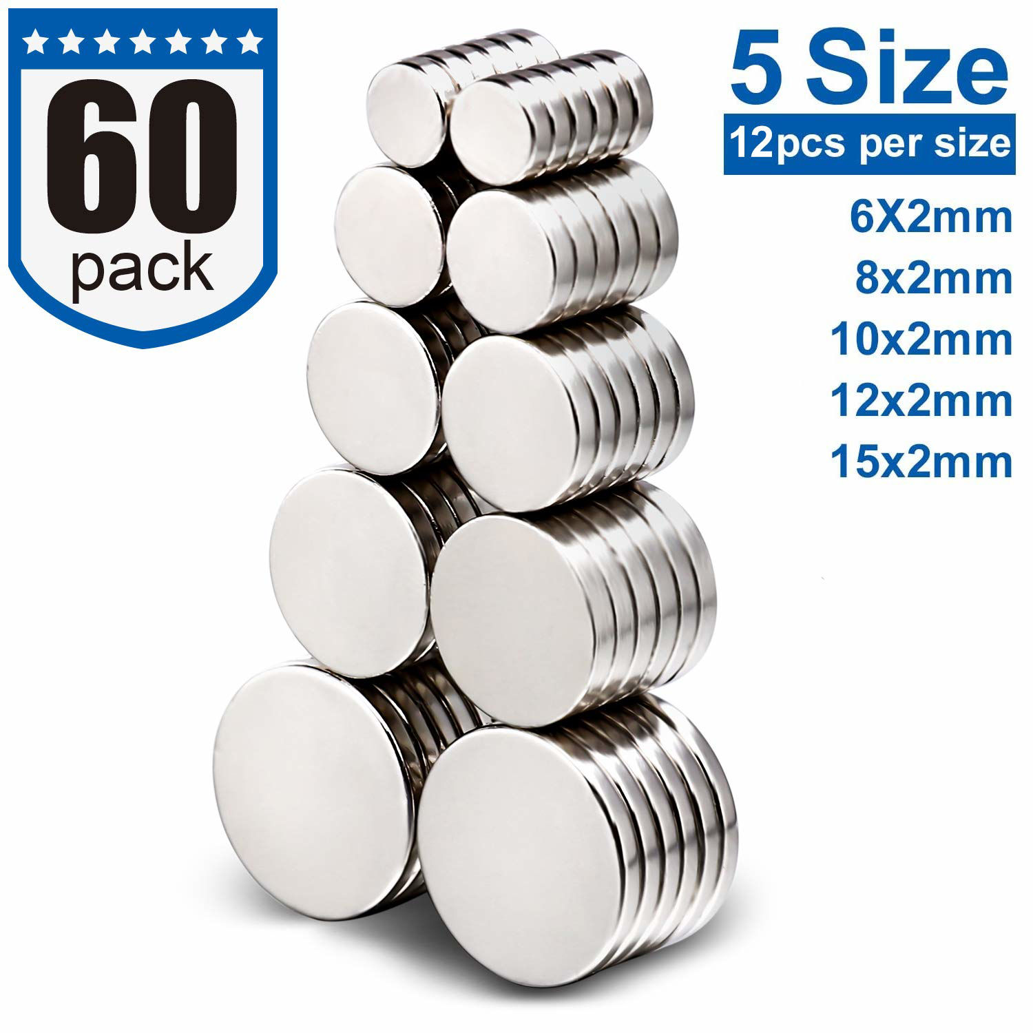 GetUSCart- DIYMAG Magnets 60Pcs, 5 Different Size Small Refrigerator ...