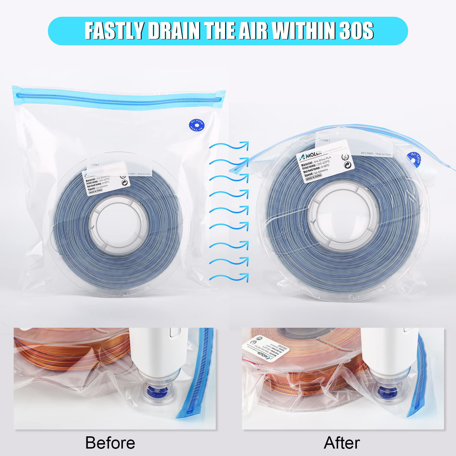 GetUSCart- AMOLEN Filament Storage Bags Vacuum Kit, Cleaning Drying ...