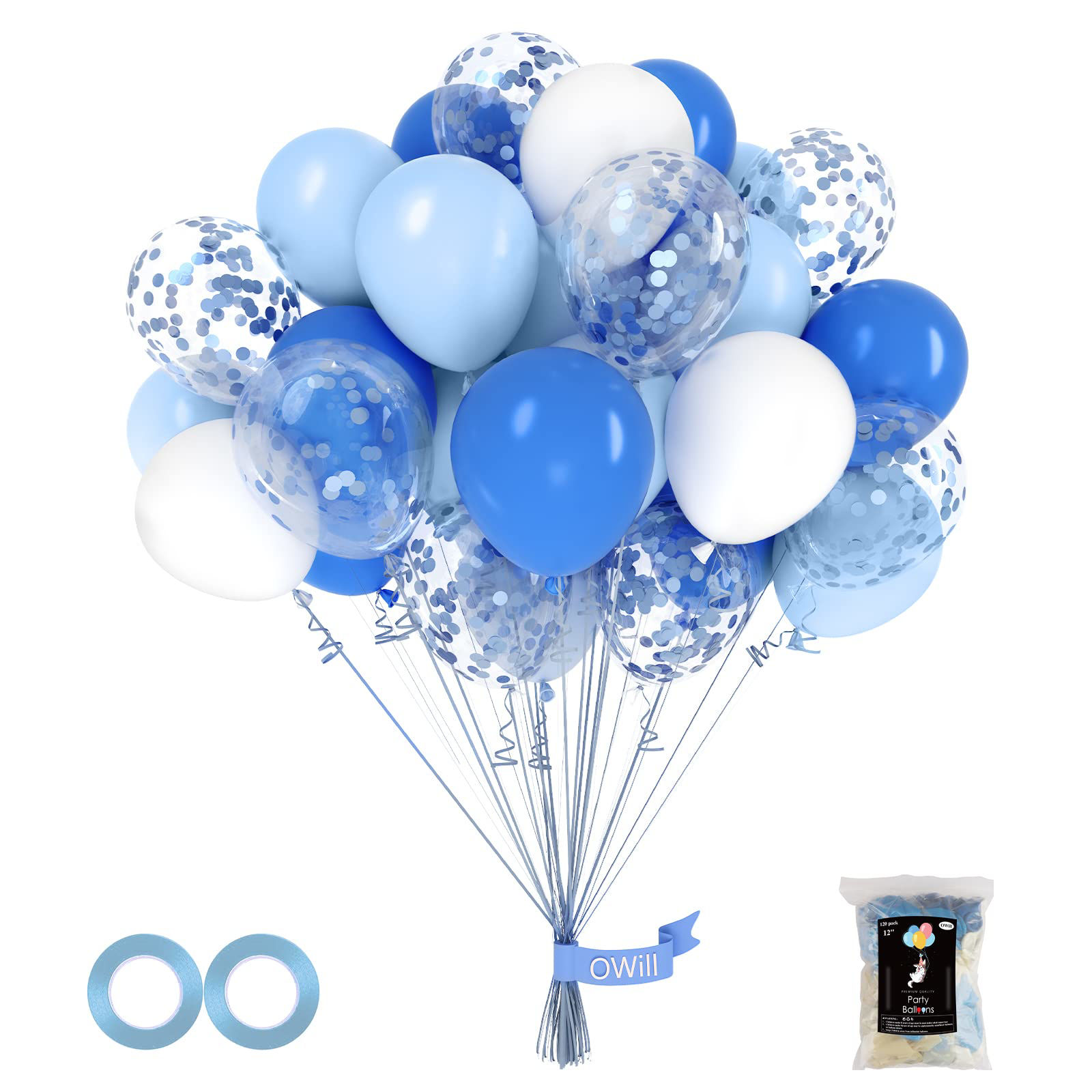 GetUSCart- OWill 100pcs Balloons Royal Blue Confetti 12 Inches Blue Latex Balloons, Light Blue ...