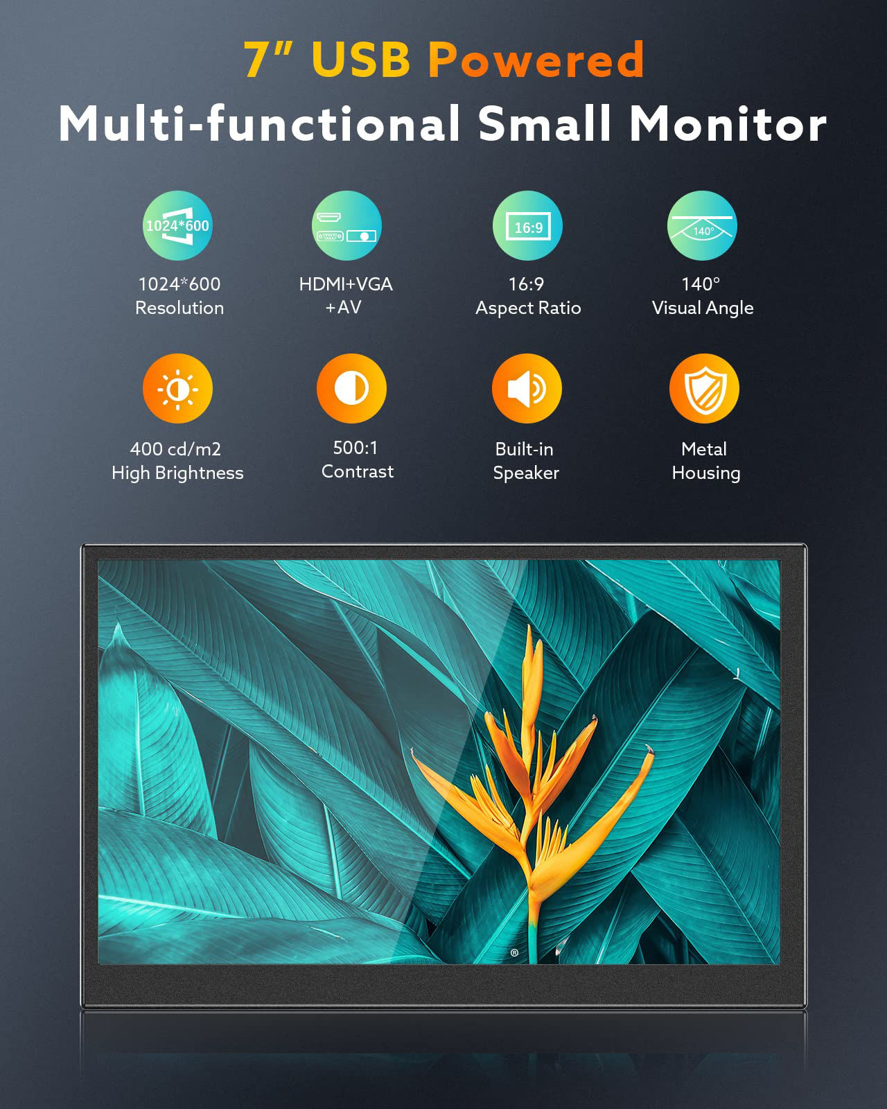 GetUSCart- Eyoyo 7 inch Small Mini Monitor 1024x600 Resolution Car Rear ...