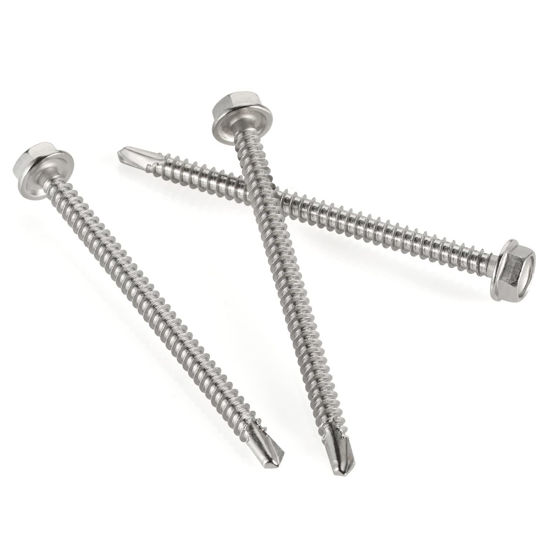 GetUSCart- #10 x 1-3/4" Hex Washer Head Self Drilling Screws, Self Tapping Sheet Metal Tek ...
