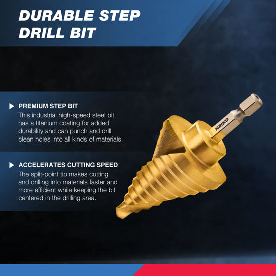 GetUSCart- NEIKO 10174A Quick Change Spiral Grooved Step Drill Bit | 10 ...
