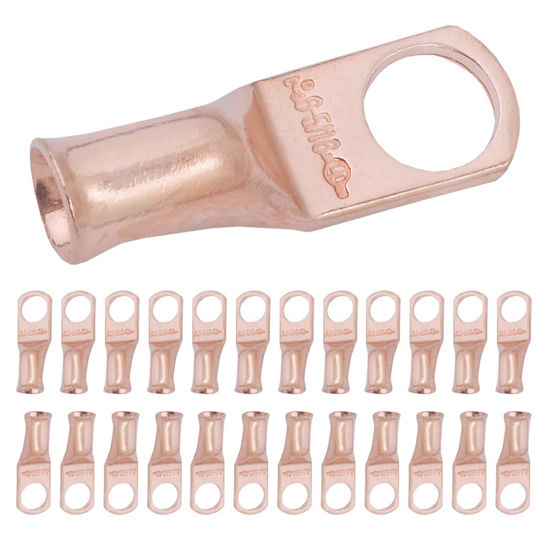 GetUSCart- SELTERM 25pcs 6 AWG 5/16" Stud Battery Lugs, Ring Terminals, Heavy Duty Copper Wire ...