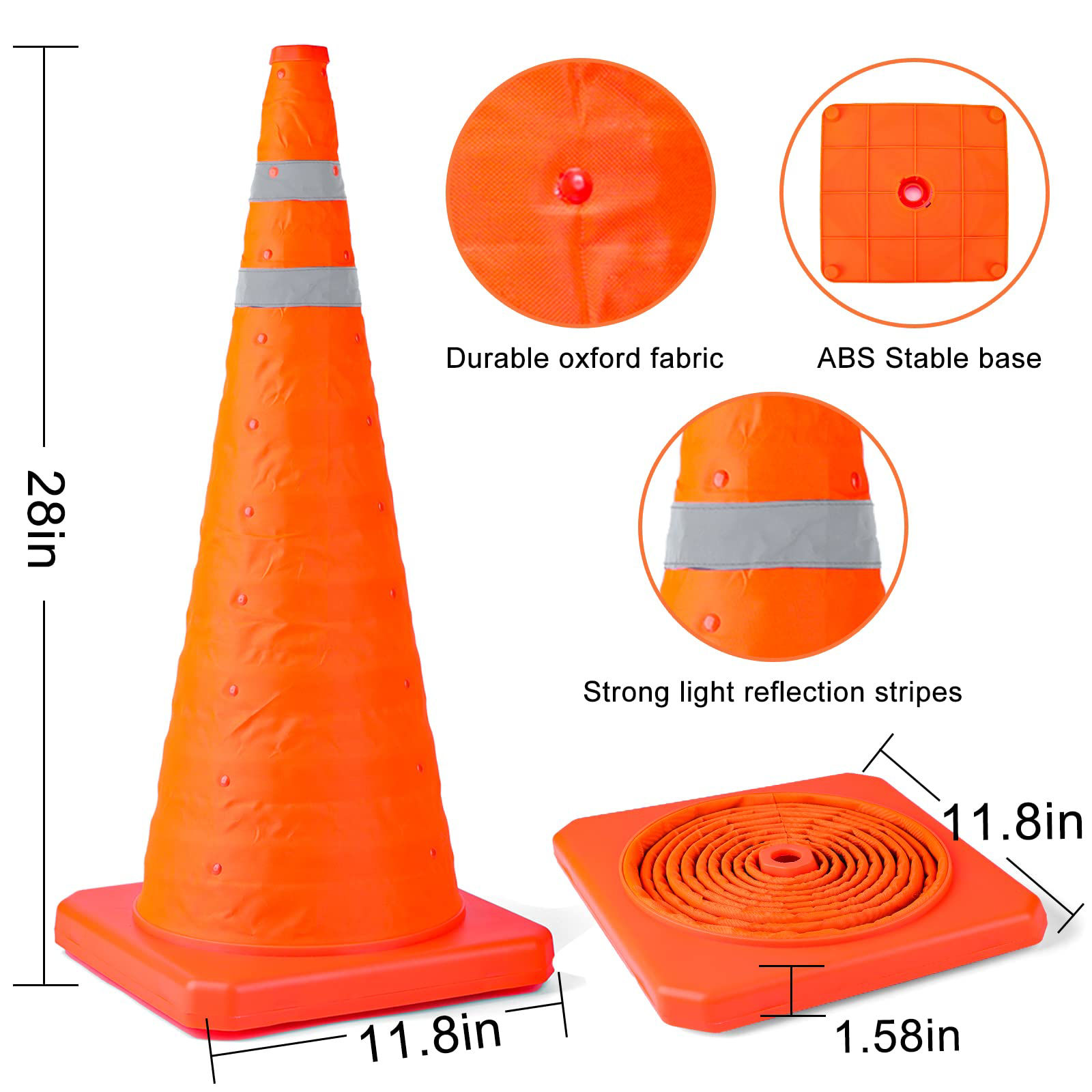 GetUSCart- [4 Pack]28 Inch Collapsible Traffic Safety Cones - Parking ...