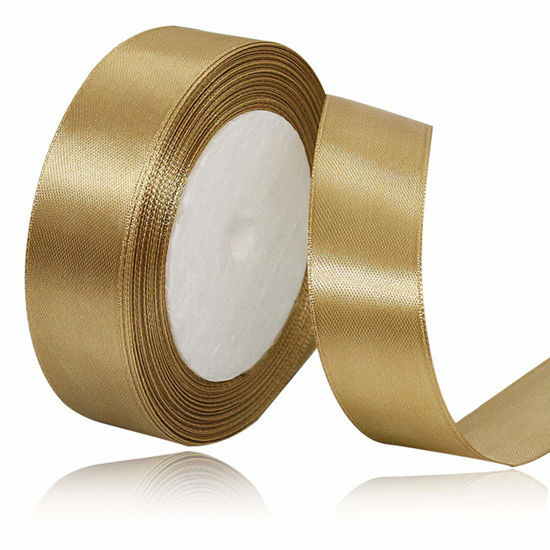 GetUSCart- Solid Color Champagne Gold Satin Ribbon, 3/4 Inches x 25 ...