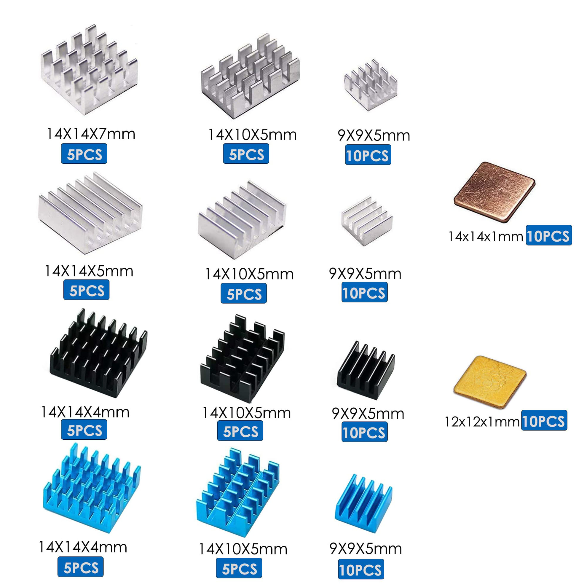 GetUSCart- 100 Pcs Raspberry Pi 4 Heatsink, MazerPi Raspberry Pi ...
